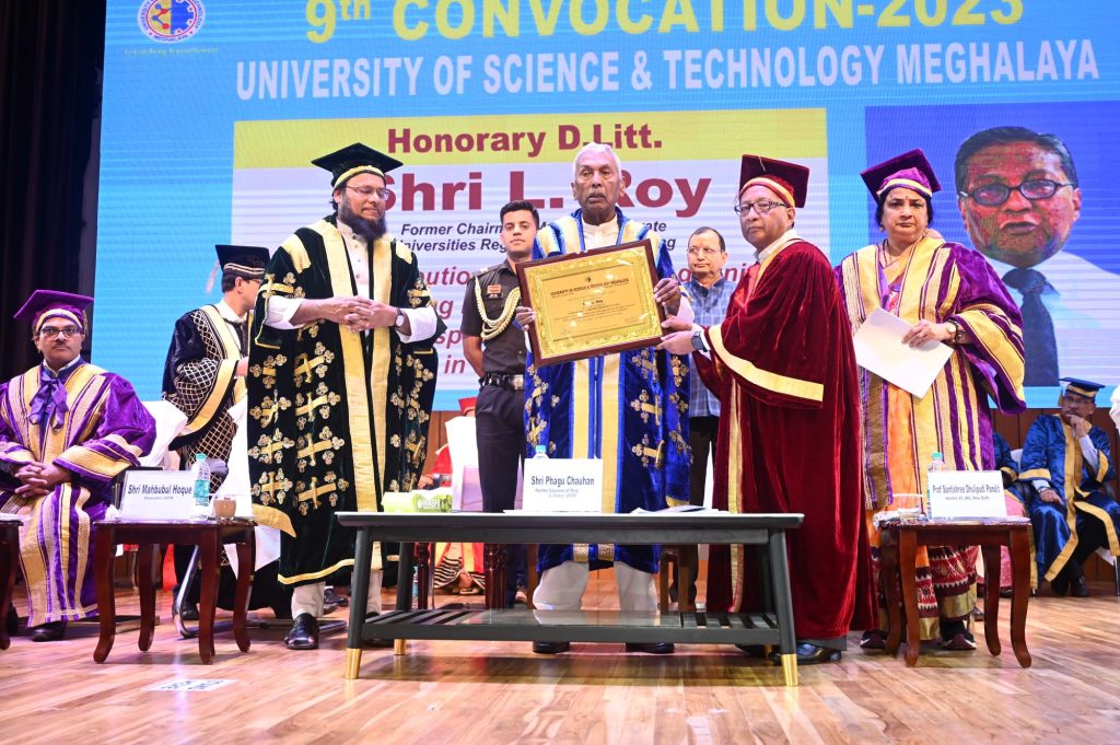 Shri L. Roy conferred with Hon. D.Litt. at 9th USTM Convocation - USTM